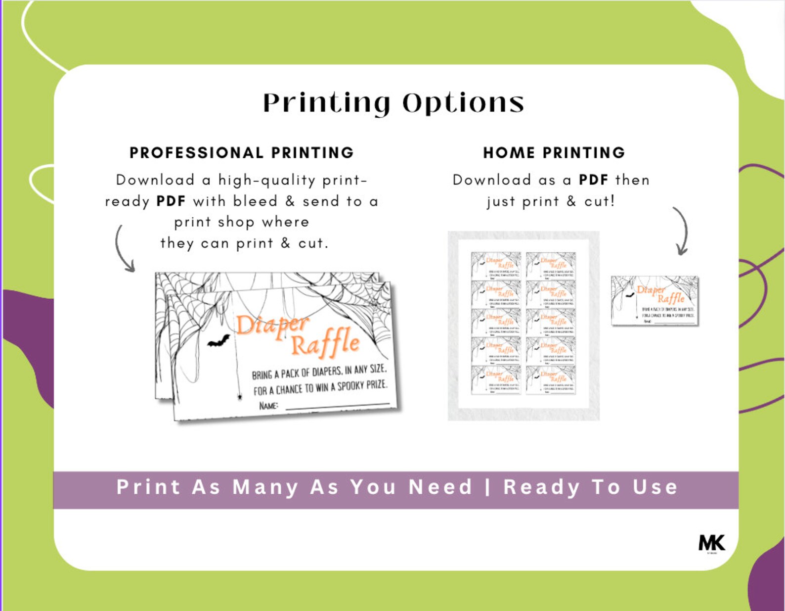 Spooky Baby Shower Diaper Raffle Cards Halloween Theme Instant Download ...