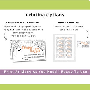Spooky Baby Shower Diaper Raffle Cards Halloween Theme Instant Download ...