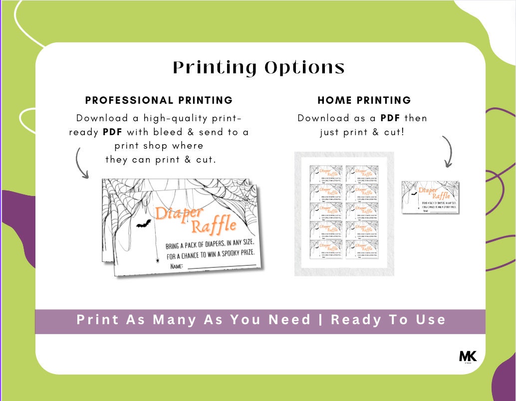 Spooky Baby Shower Diaper Raffle Cards Halloween Theme Instant Download ...