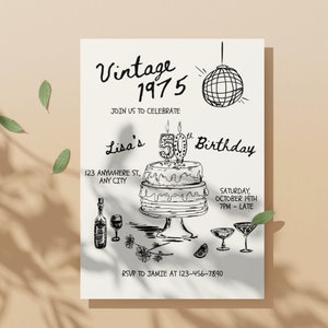 Vintage 1976 50th Birthday Invitation Template, Retro Party Invite ...