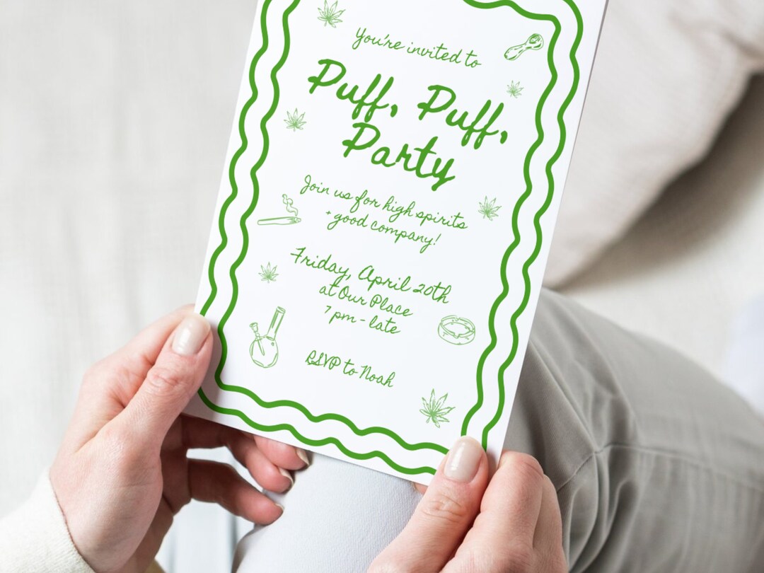Weed-themed Party Invitation, Editable Birthday Invite (digital) - Etsy