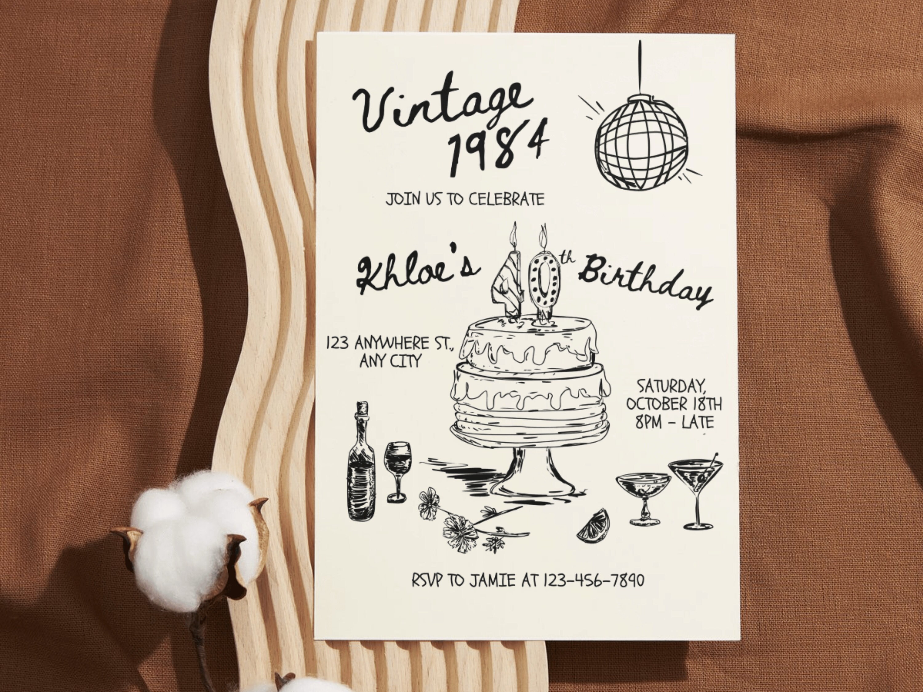 VINTAGE 1984 40th Birthday Party Invitation - Editable Digital Download ...