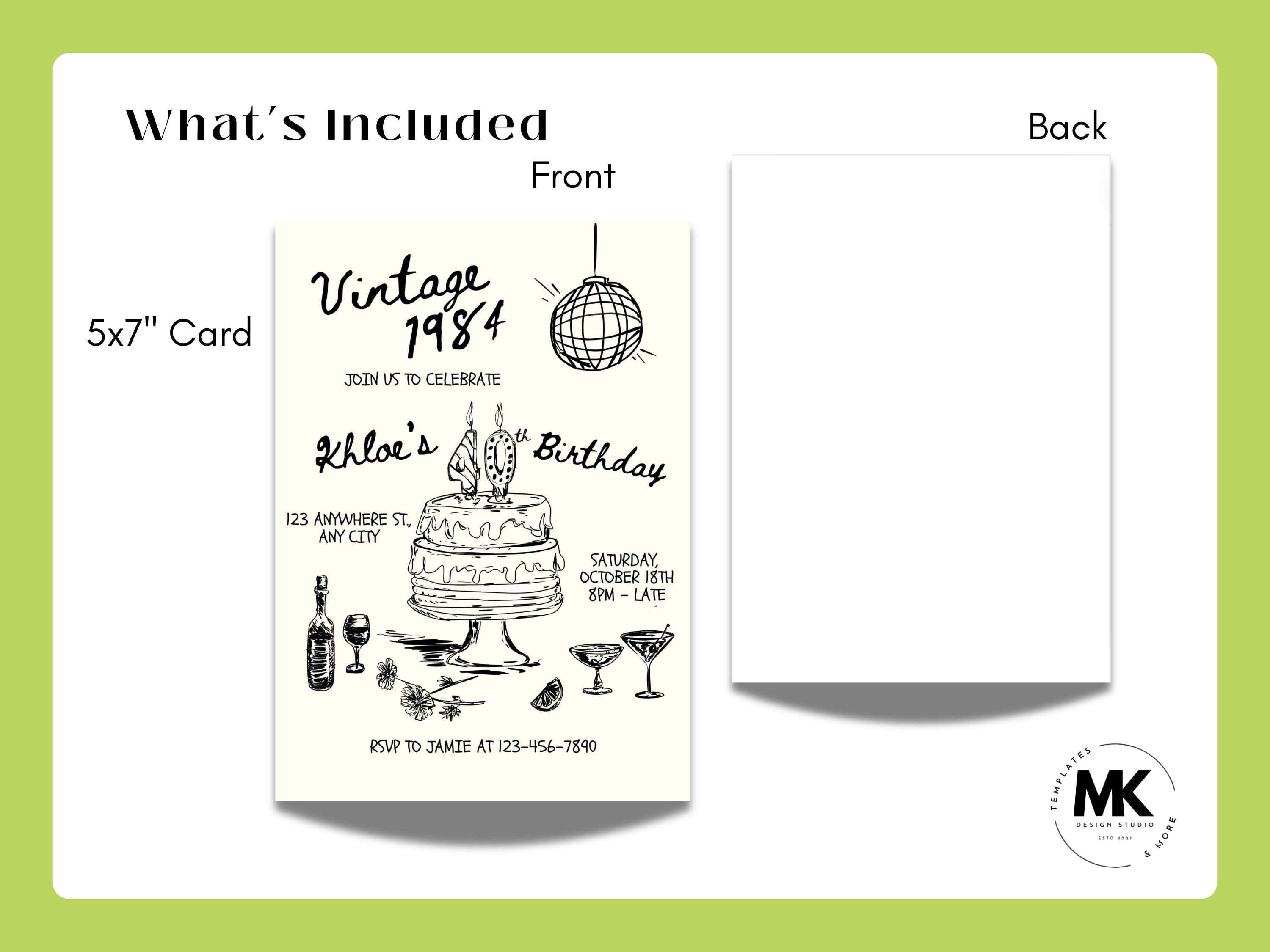 VINTAGE 1984 40th Birthday Party Invitation - Editable Digital Download ...