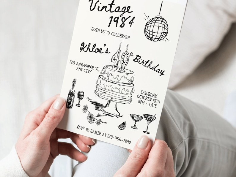 VINTAGE 1984 40th Birthday Party Invitation Editable Digital Download ...