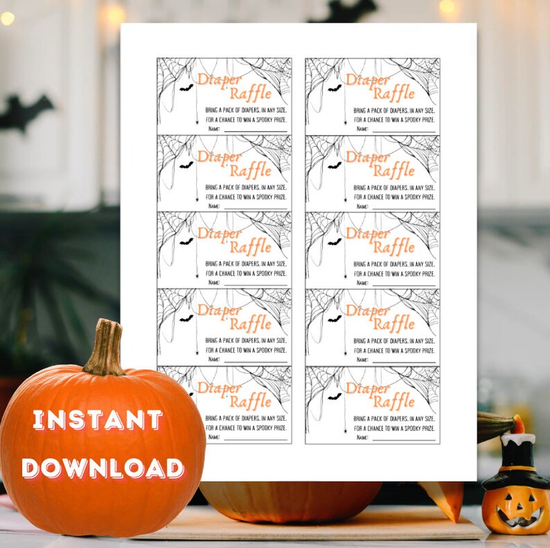Spooky Baby Shower Diaper Raffle Cards Halloween Theme Instant Download ...