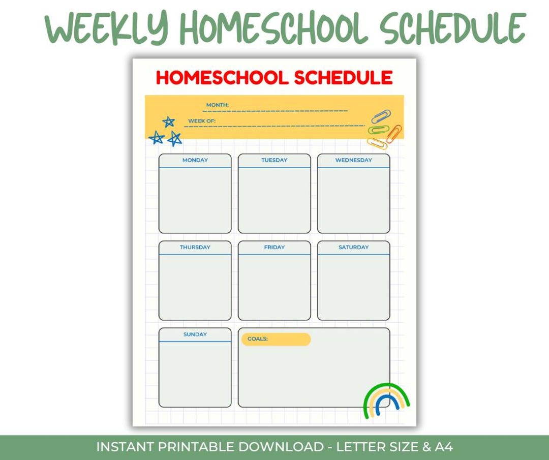 Weekly Kids Homeschool Schedule | Kids Homeschool Planner, Homeschool ...