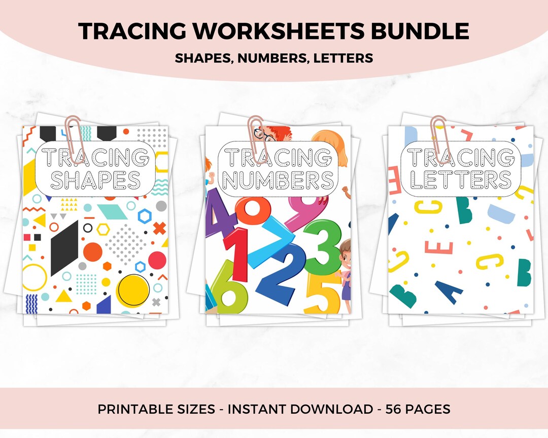 Printable Tracing Worksheets Bundle for Preschoolers Kindergarten ...