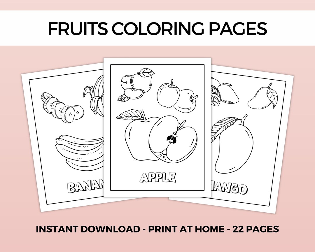 Printable Fruits Coloring Book for Kids Fun Educational Activity for ...