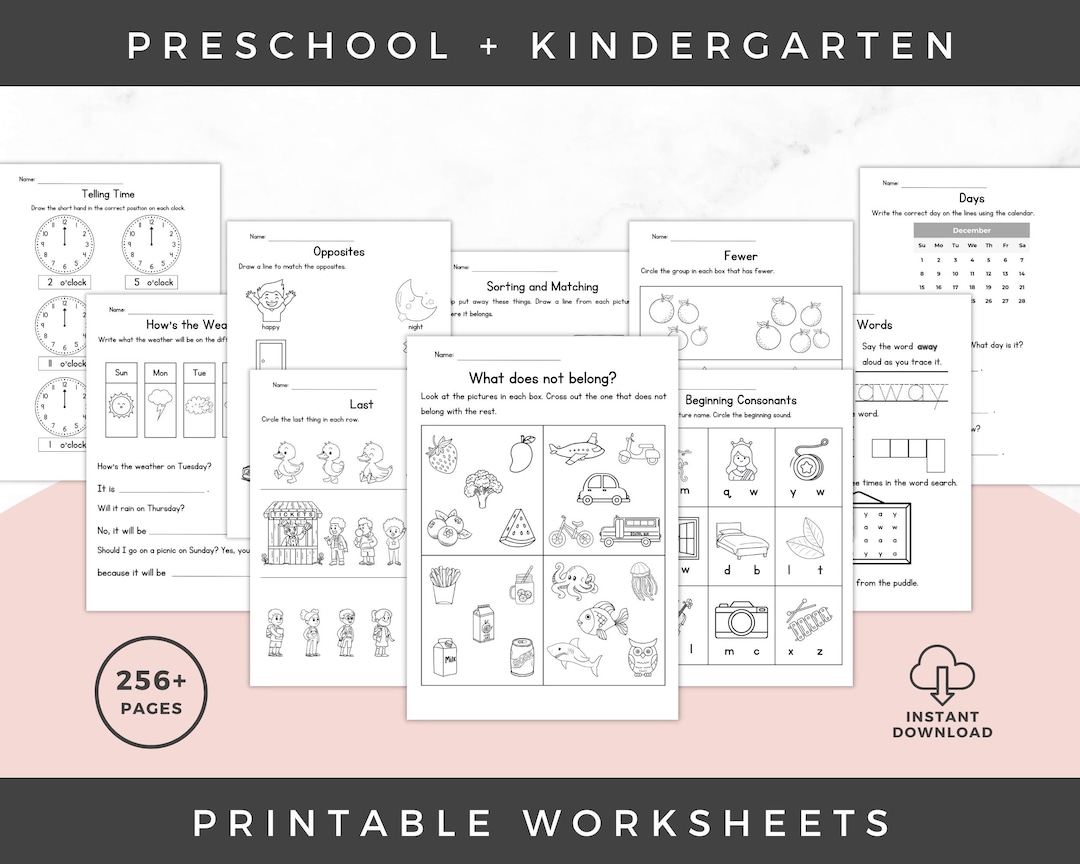Preschool+kindergarten Learning Bundle | Printable Activity Worksheets ...