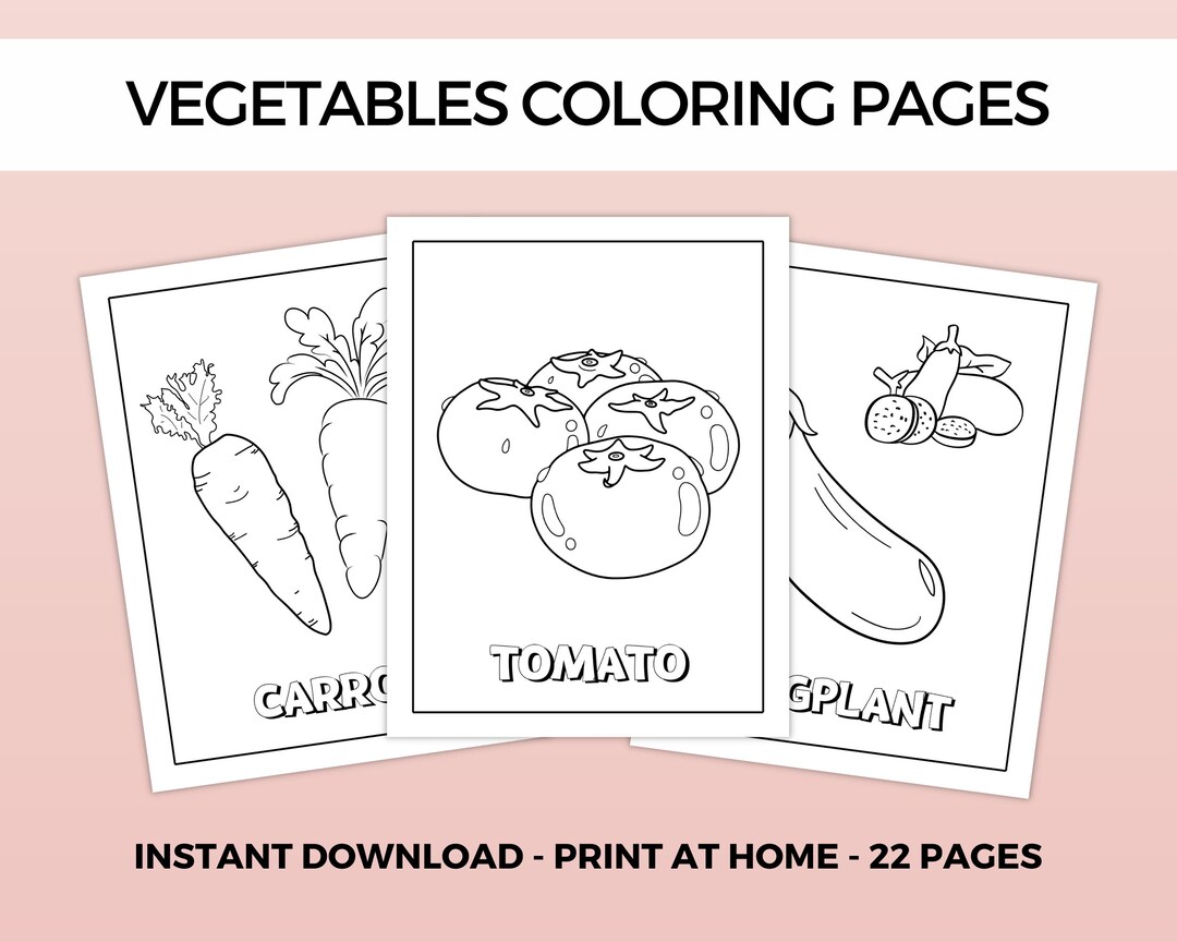Printable Vegetables Coloring Book for Kids Fun Educational Activity ...