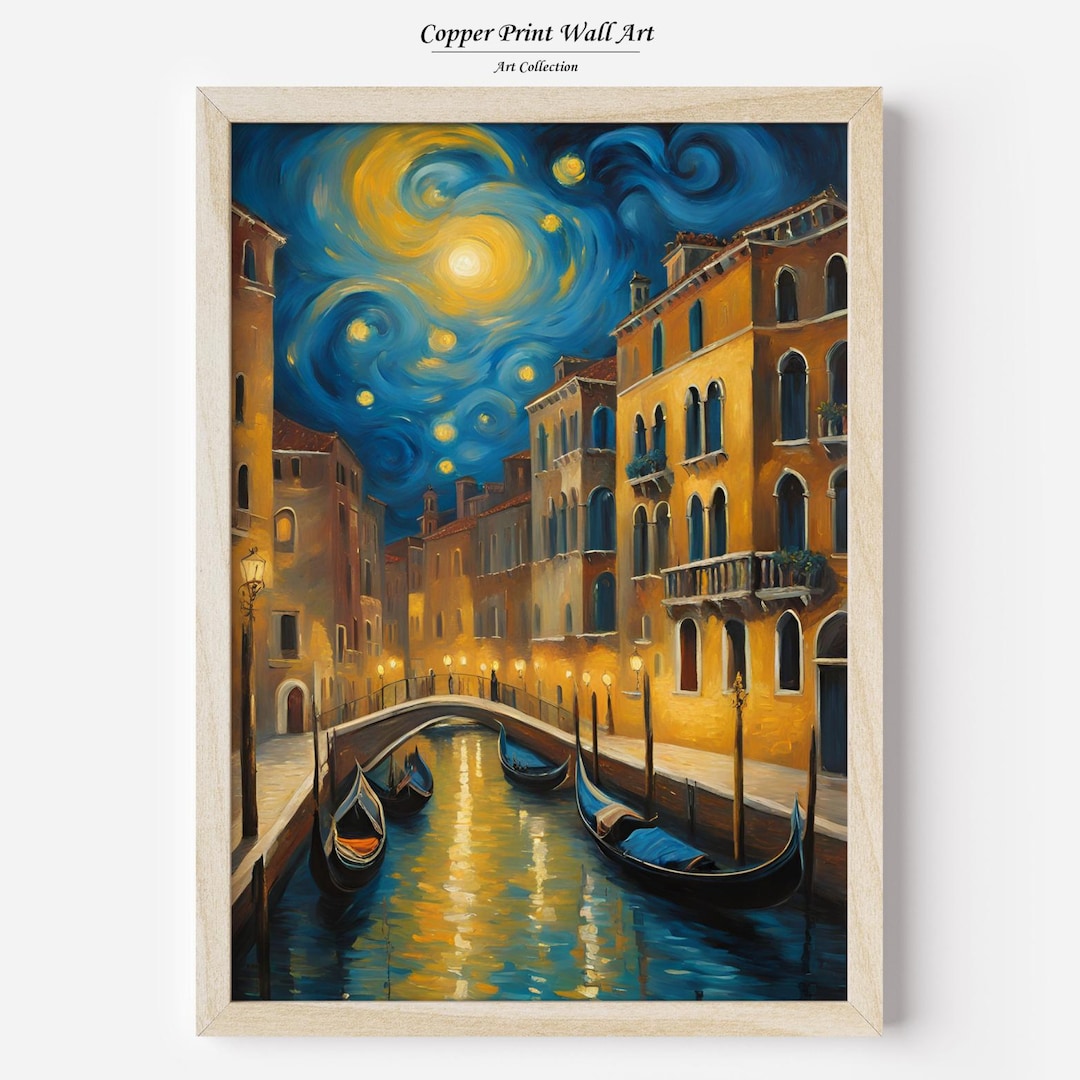 Venice Canal Art Print: Van Gogh Style, Vintage Bedroom Decor (digital ...