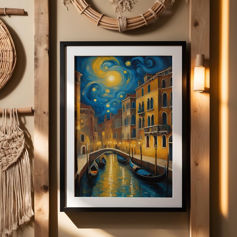 Venice Canal Art Print: Van Gogh Style, Vintage Bedroom Decor (digital ...