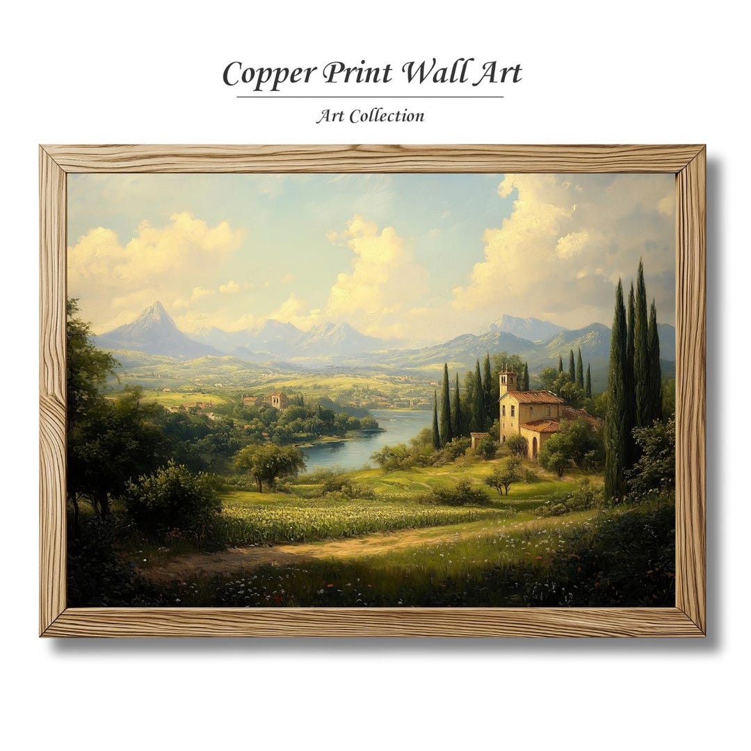 Vintage Italian Countryside Print: Farmhouse Landscape Wall Art ...