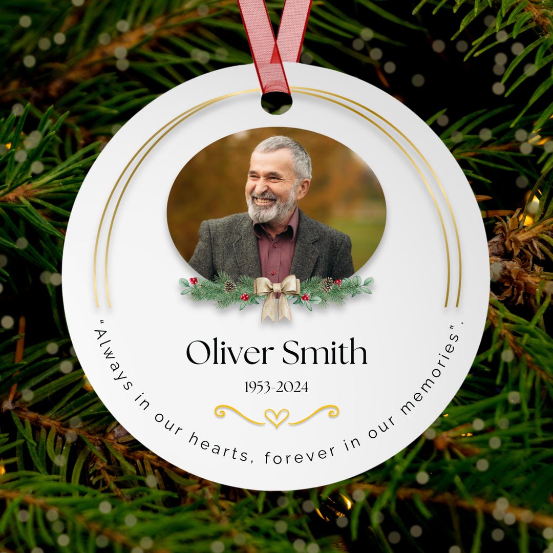 Memorial Ornament Custom Photo Remembrance Metal Ornament Memorial Day ...