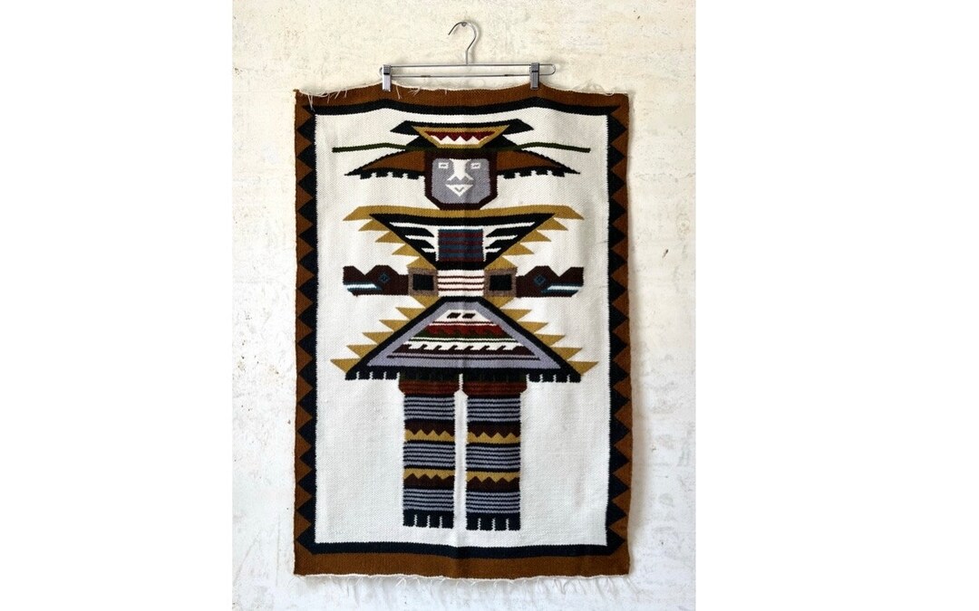 Vintage 70s Style Aztec Mayan Central American Hand Woven Totem Figure ...