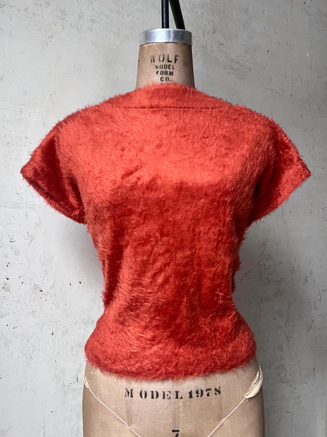 Vintage 50’s 60’s Check Mates Rust Fur Shag Mohair Style Top Blouse Sz ...