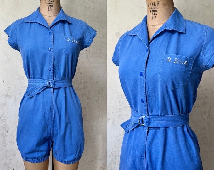 Vintage 50’s 60’s Broderick Phys Ed Gym Suit Romper Shortall Sz 34 ...