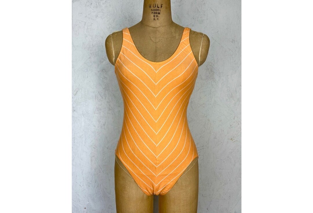 Vintage 70s 80s Danskin Orange Stripe Leotard Bodysuit Sz - Etsy