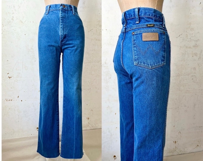Vintage 80’s Wrangler Dark Denim Boot Cut Cutoff 936PWD Slim Cowboy ...