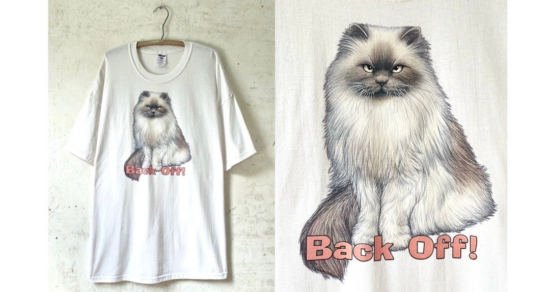 Vintage 90s Oversize Back off Sassy Persian Himalayan Ragdoll Cat Lover ...