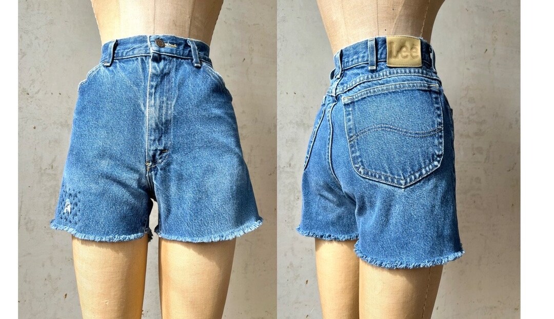 Vintage Lee Riders 80s Jean Shorts Light Denim Cut off Jorts Patch ...