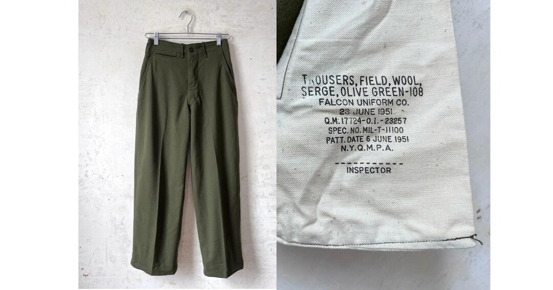 Vintage 40s WW2 Army Military Issue Wool Serge Field Trousers Chinos ...