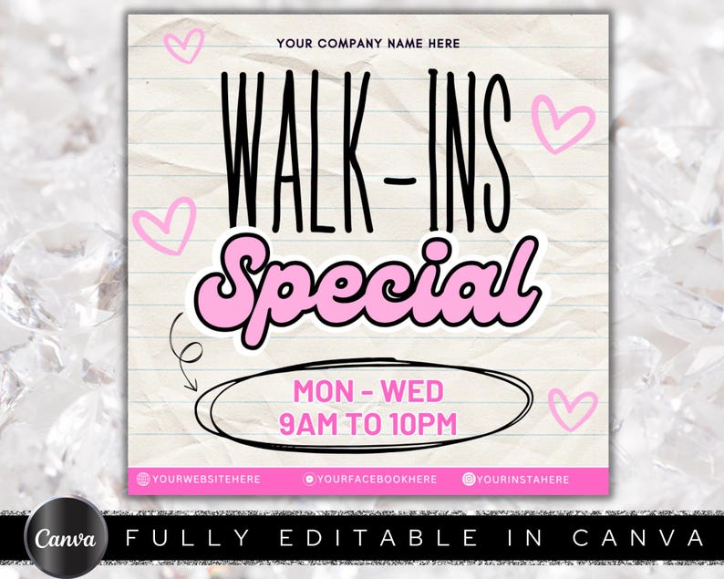 Walk Ins Flyer, Walk in Welcome Flyer Walk in Wednesday, Hair Booking ...