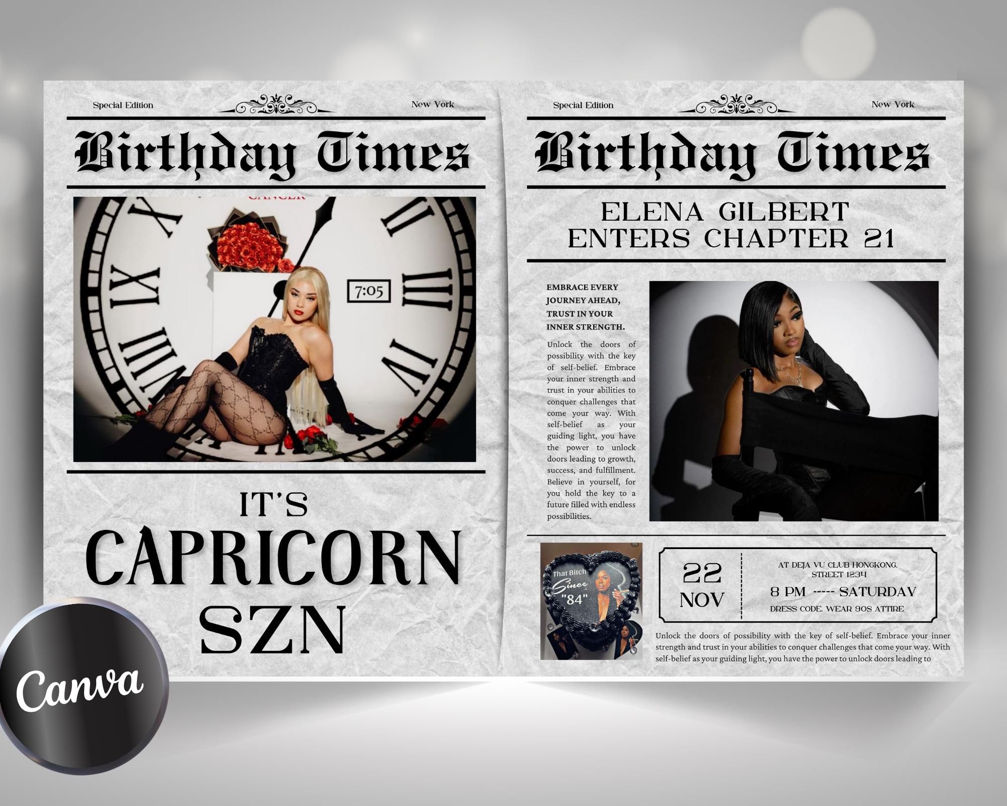 Birthday Newspaper Invitation, Editable Newspaper Birthday Invitation ...