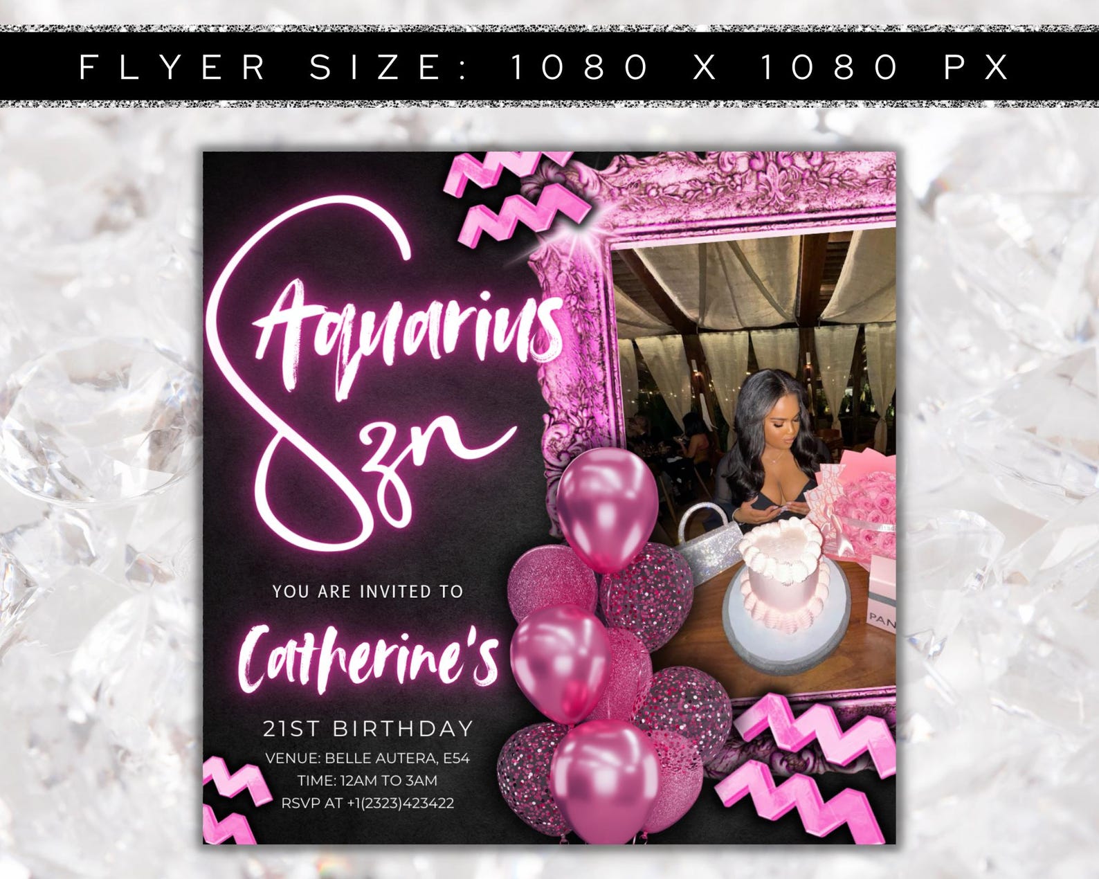 Aquarius Szn Birthday Flyer, Aquarius Bash Flyer,birthday Flyer ...