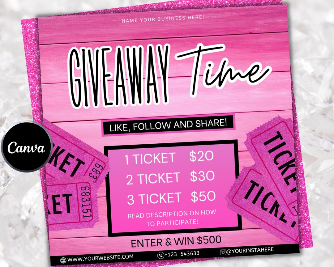 Raffle Giveaway Flyer, Raffle Flyer, DIY Giveaway Flyer, Raffle Ticket ...