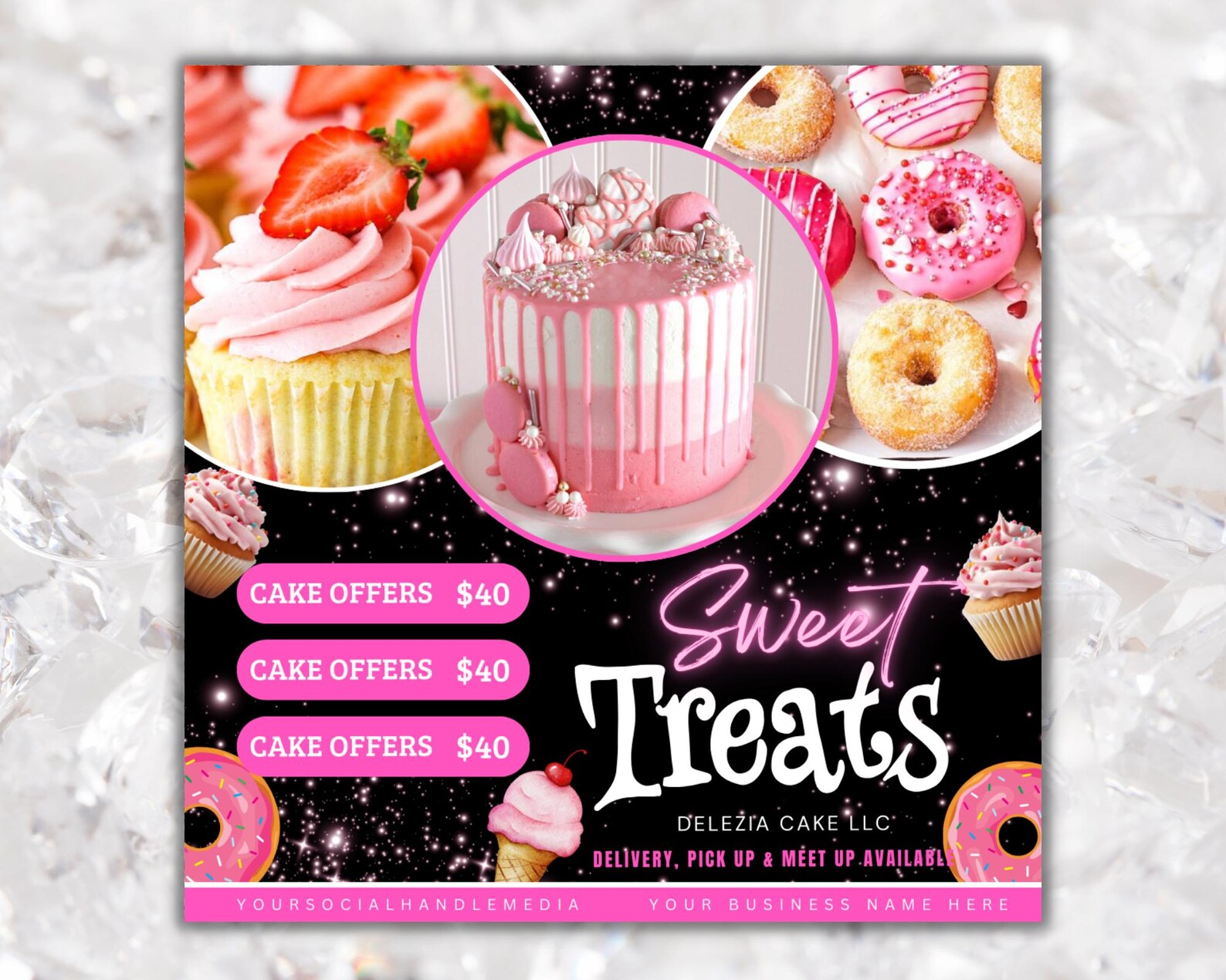 Bakery Flyer, Cake Flyer, Sweet Treats Dessert Flyer, DIY Flyer ...