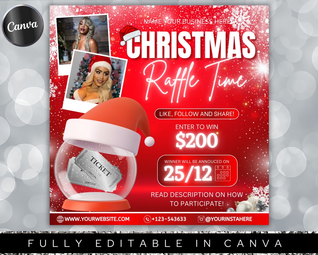 Christmas Raffle Giveaway Flyer, DIY Holiday Flyer, Giveaway Flyer ...