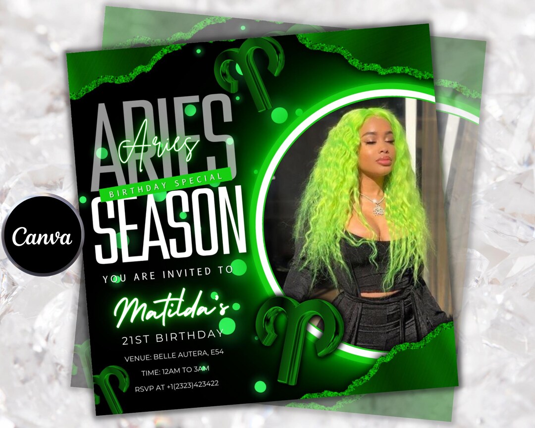 Aries Szn Birthday Flyer, Aries Bash Flyer,birthday Flyer,birthday Girl ...
