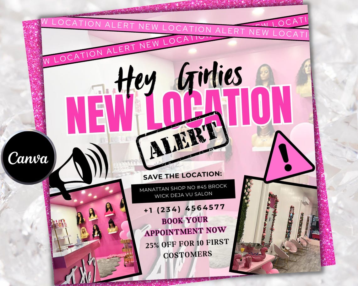 New Location Beauty Flyer, DIY Flyer Template Design, Store Opening ...
