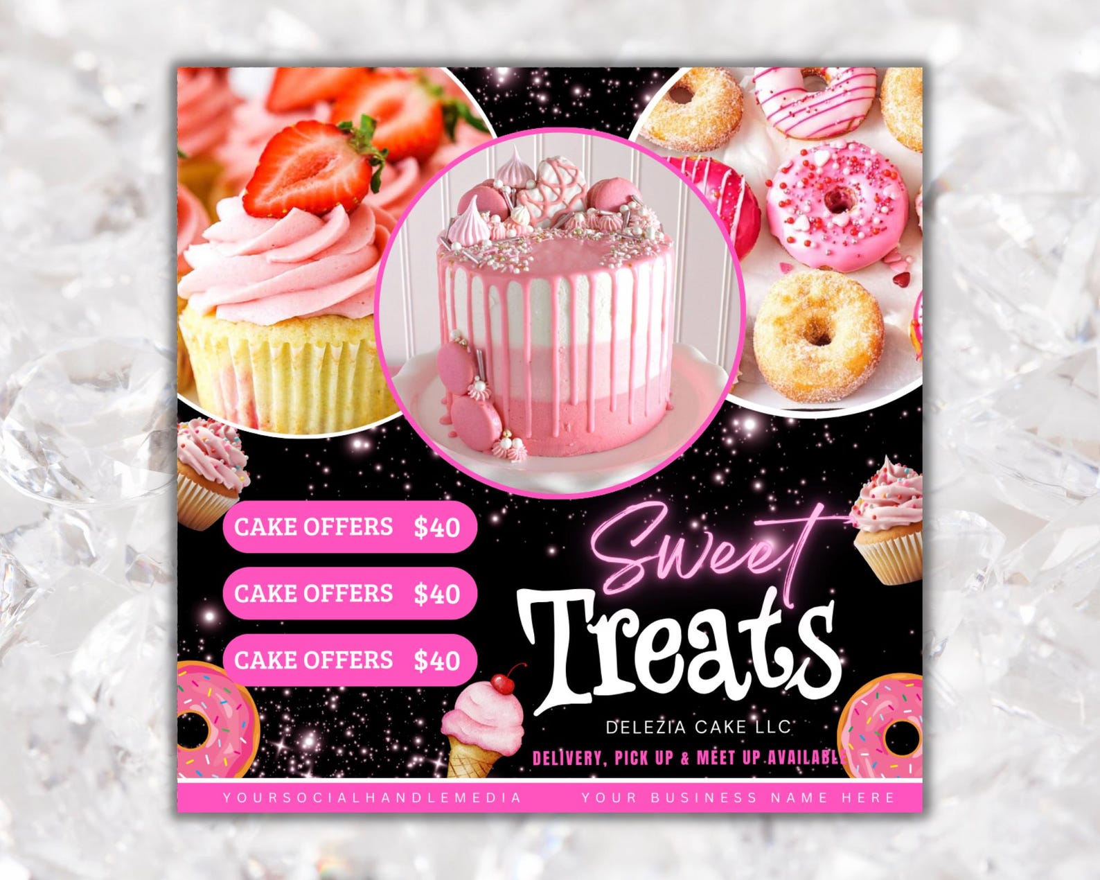 Bakery Flyer, Cake Flyer, Sweet Treats Dessert Flyer, DIY Flyer ...