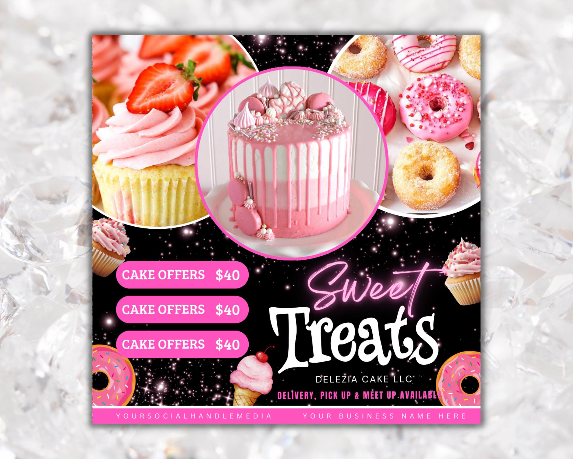 Bakery Flyer, Cake Flyer, Sweet Treats Dessert Flyer, DIY Flyer ...