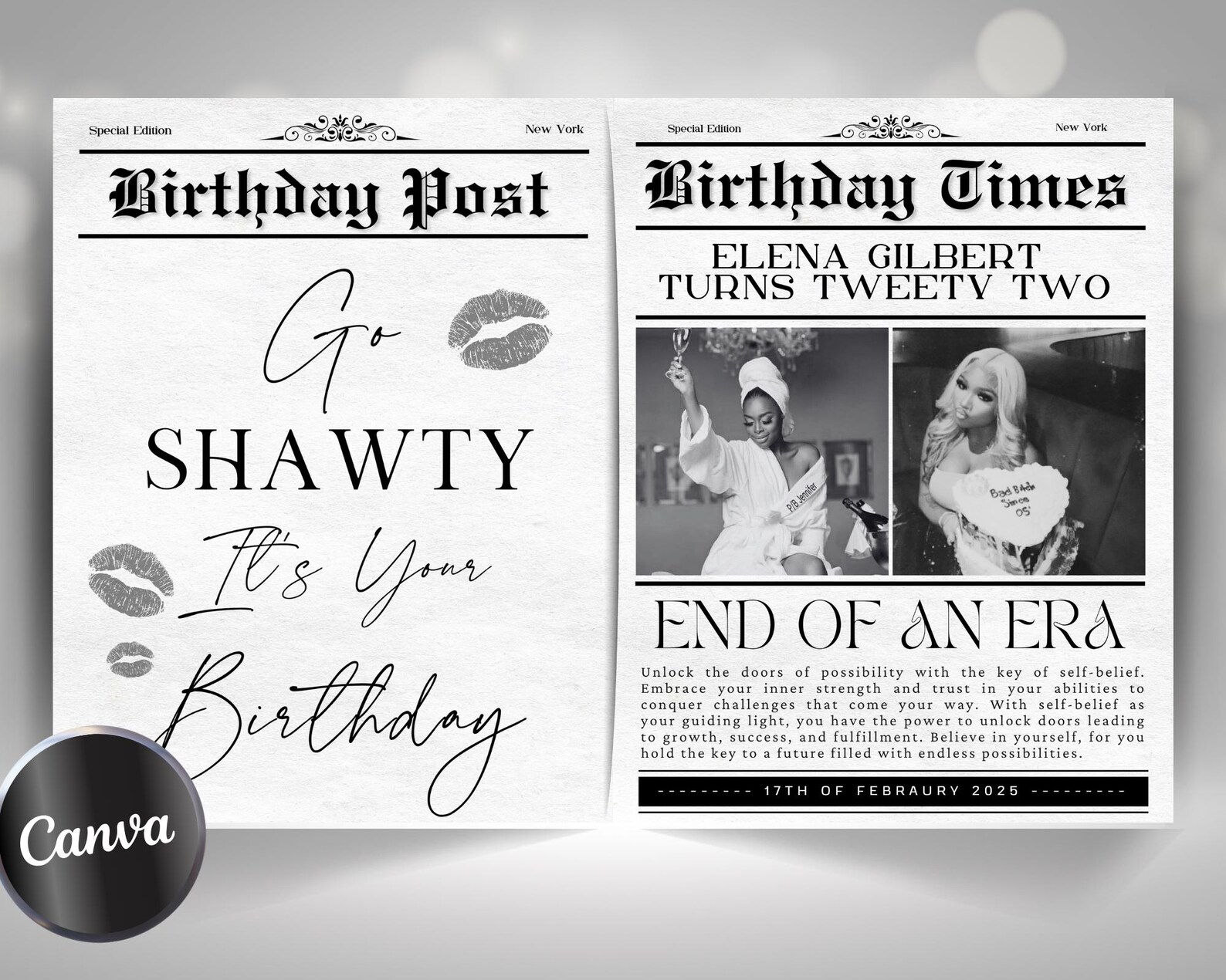 Birthday Newspaper Canva Template, Birthday Newspaper Template ...