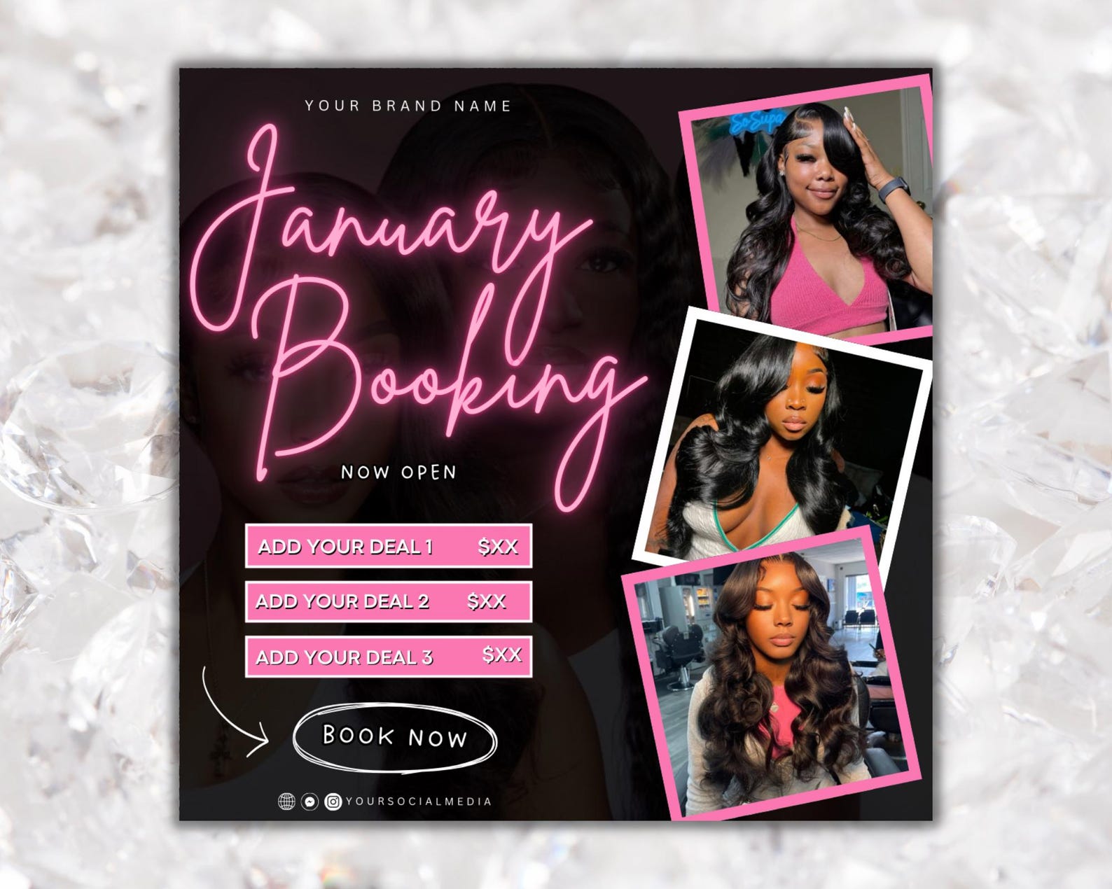 January Booking Flyer, January Books Open, Now Booking January, January ...