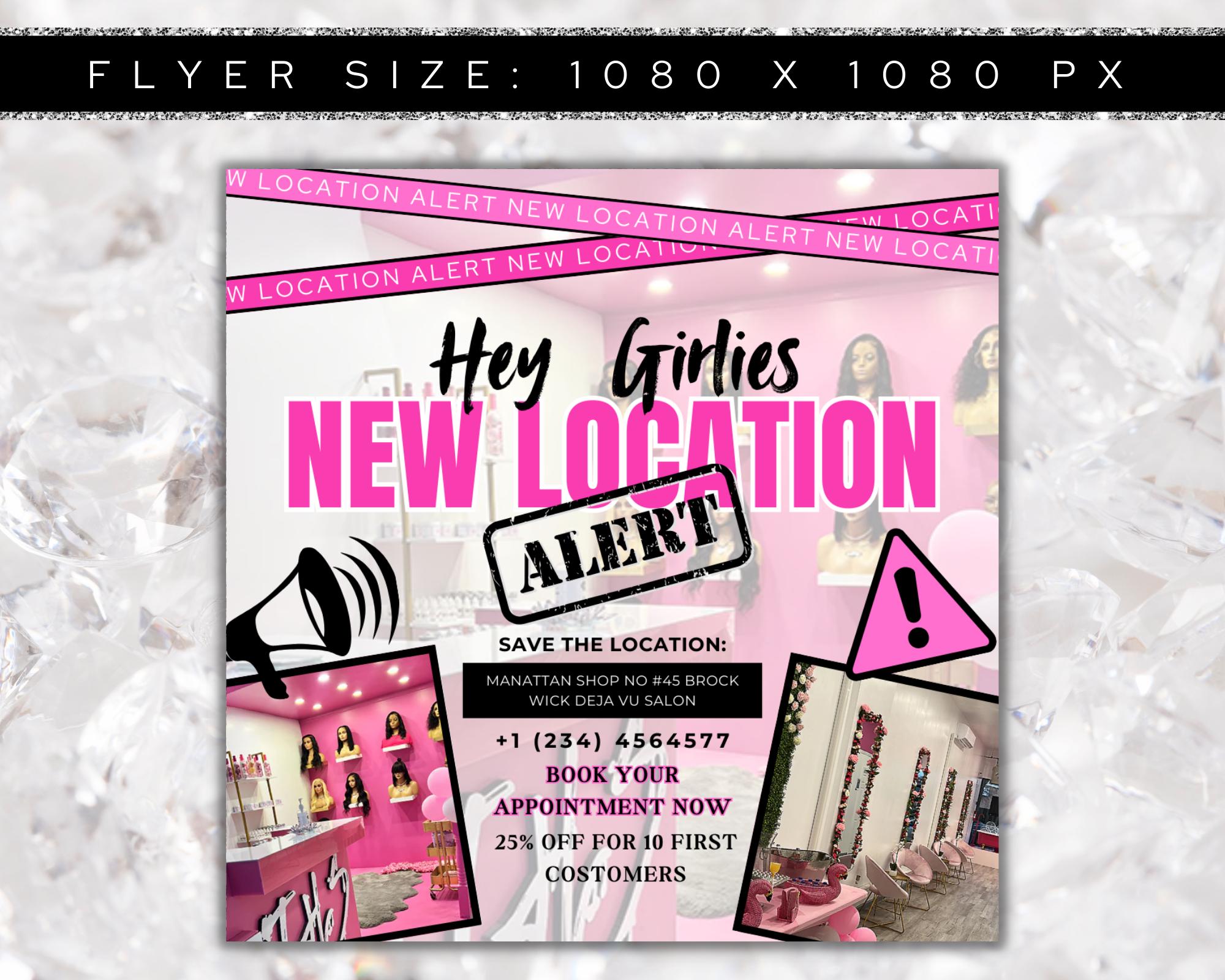 New Location Beauty Flyer, DIY Flyer Template Design, Store Opening ...