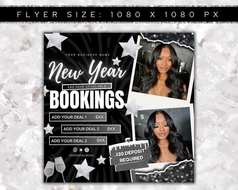 New Year Booking Flyer, New Year Eve Booking Flyer, Book Now Flyer, New ...
