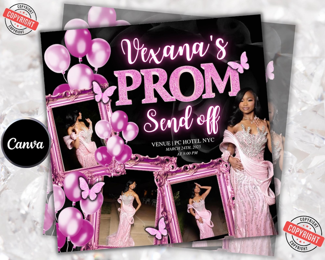 Pink Prom Send off Flyer, DIY Prom Flyer, Prom Canva Template, Prom ...