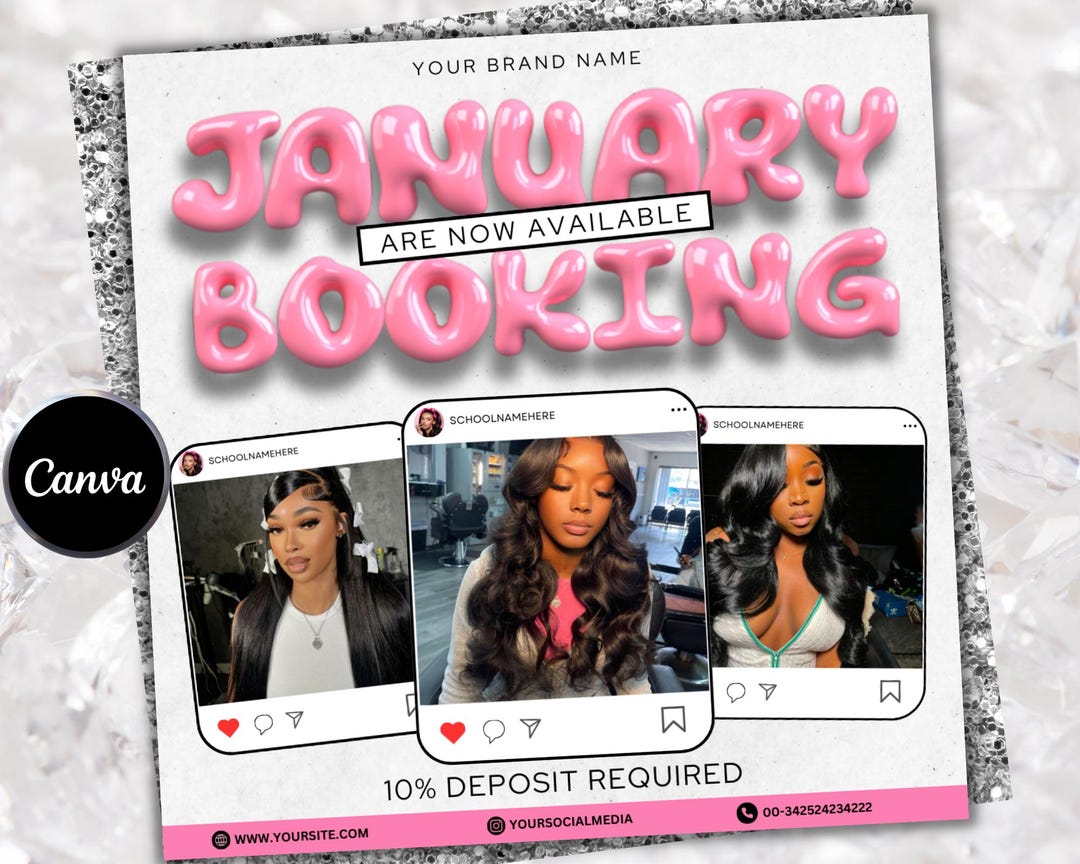 January Booking Flyer, January Books Open, Now Booking January, January ...