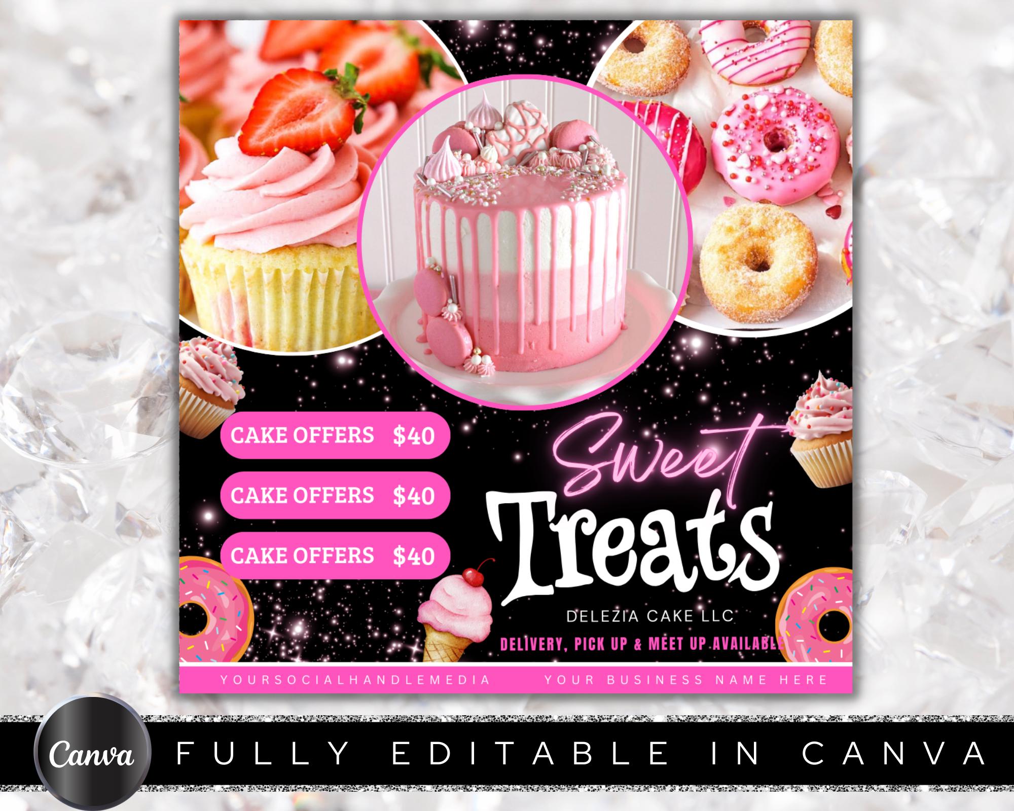Bakery Flyer, Cake Flyer, Sweet Treats Dessert Flyer, DIY Flyer ...