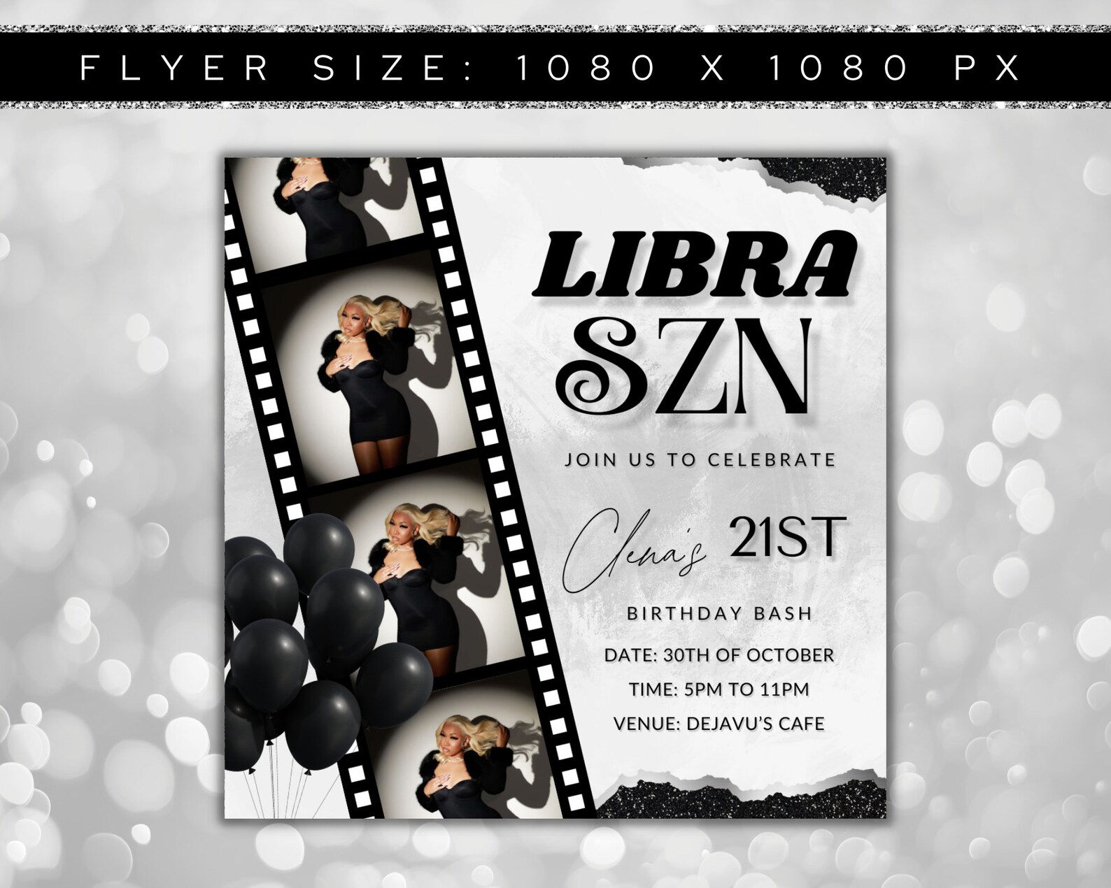 Libra Birthday Flyer, Libra Bash Flyer, Birthday Flyer, Birthday Girl ...
