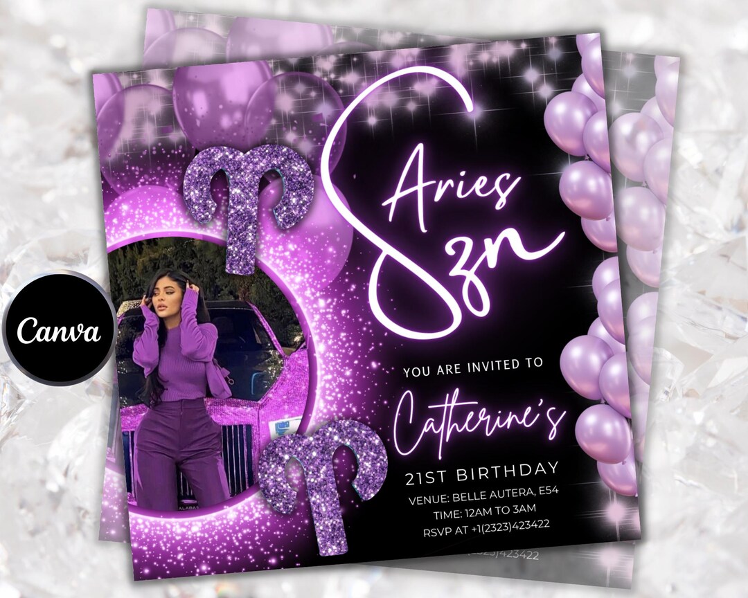 Aries Szn Birthday Flyer, Aries Bash Flyer,birthday Flyer,birthday Girl ...