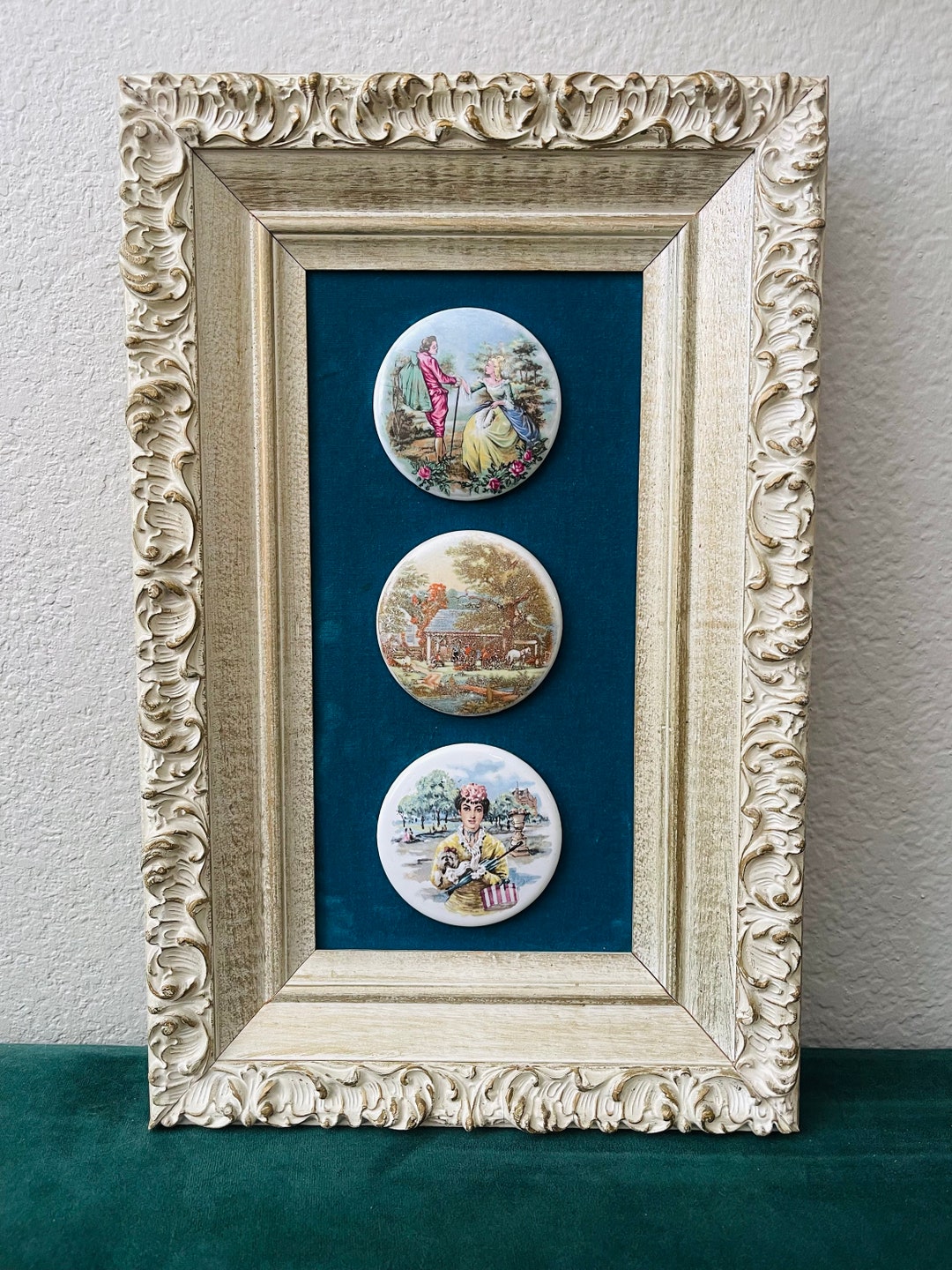 Vintage Ceramic Wall Plaque With Felt Background | 11” X 16.5” Wall ...