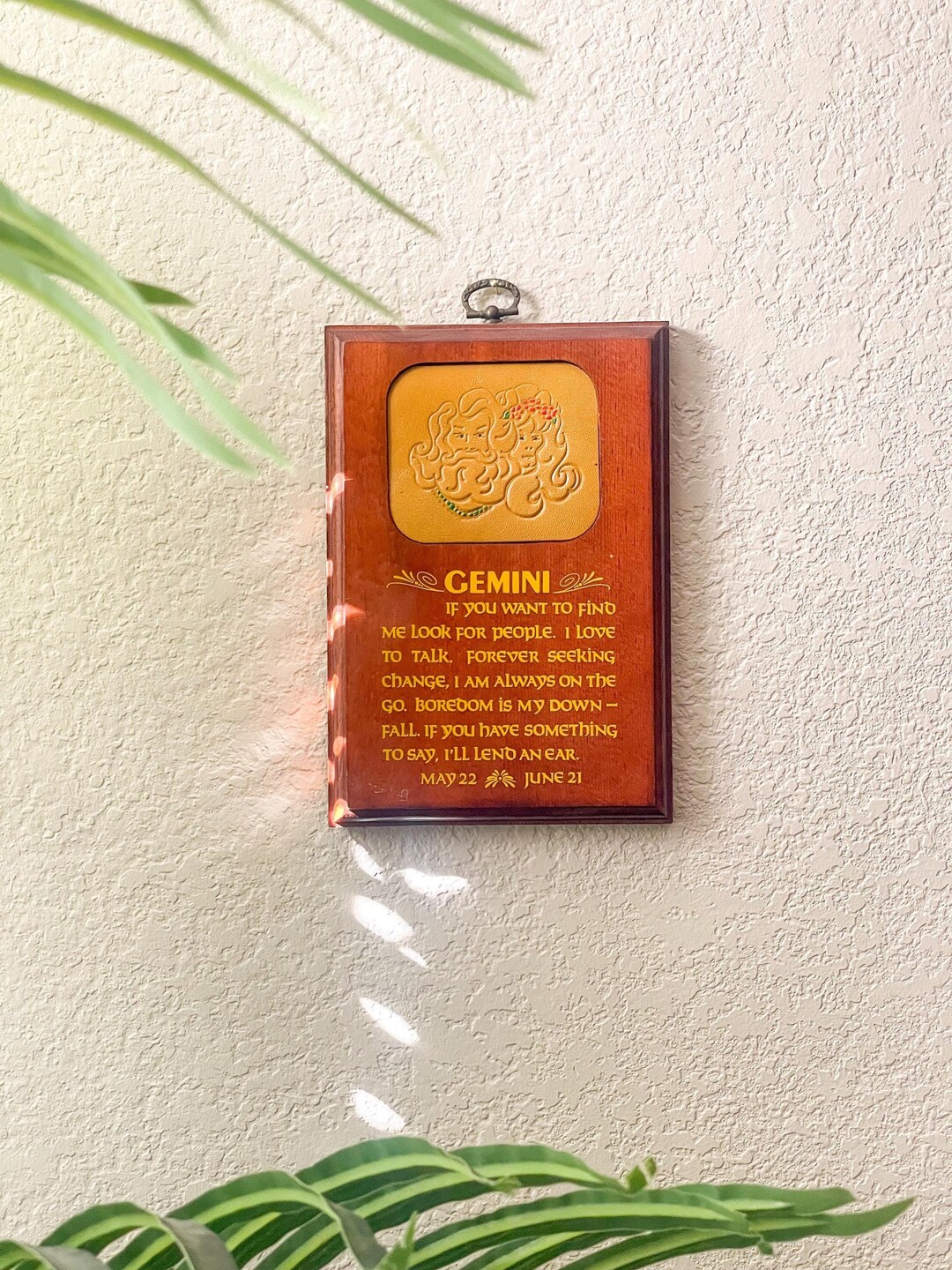 Vintage Gemini Zodiac Wall Plaque, Wood Astrology Sign Wall Art ...