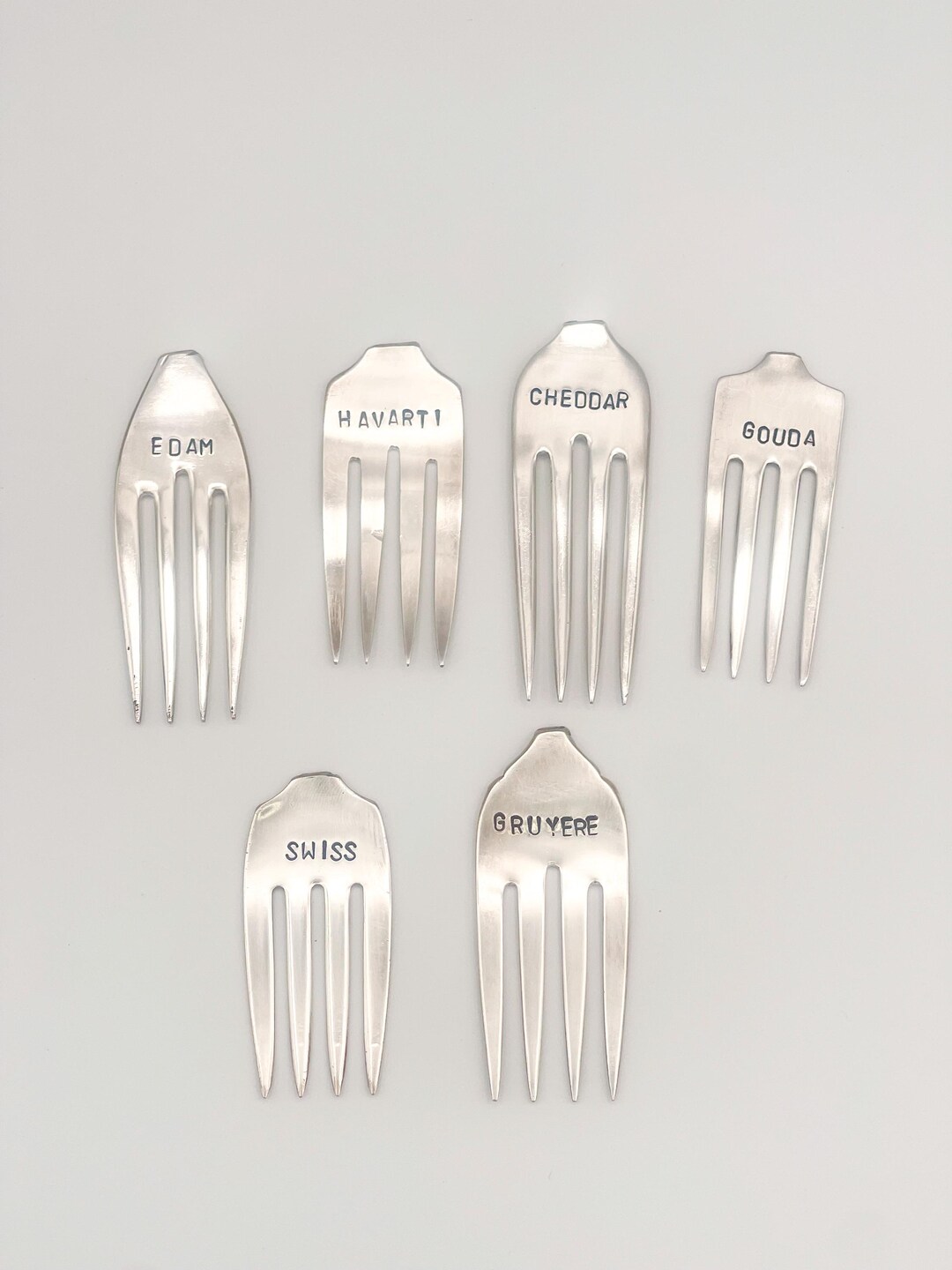 Vintage Silverplate Cheese Markers – Set of 6 Hand-stamped Fork Labels ...