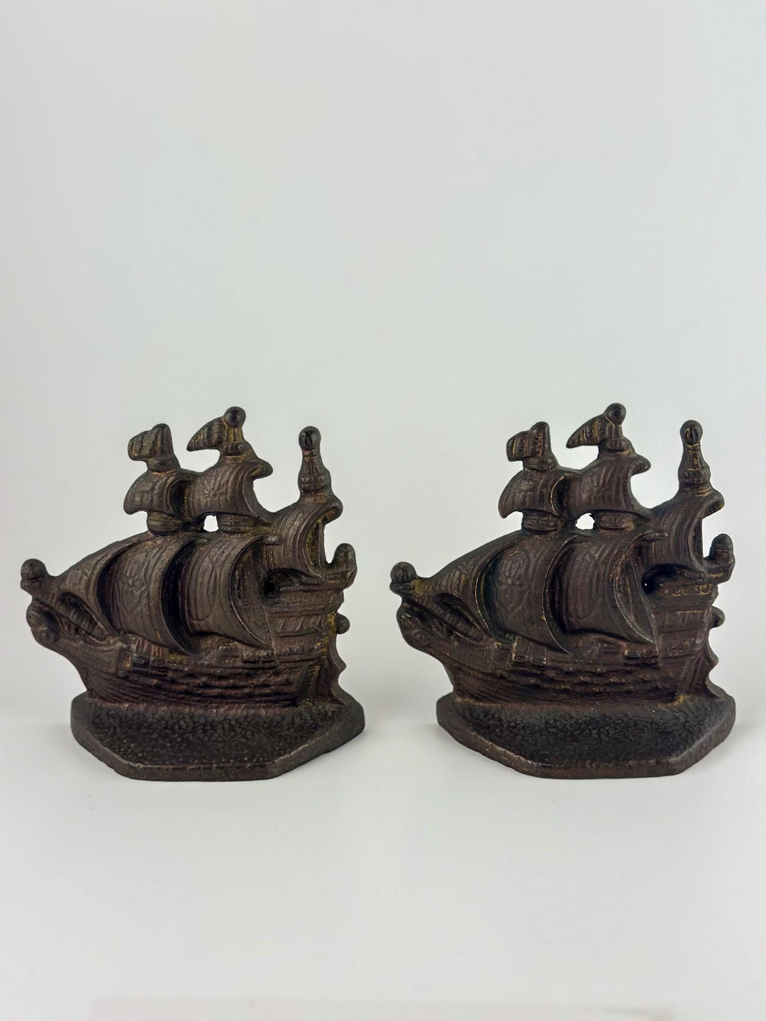 Vintage Cast Iron Sailing Ship Bookends Nautical Decor Pair - Etsy