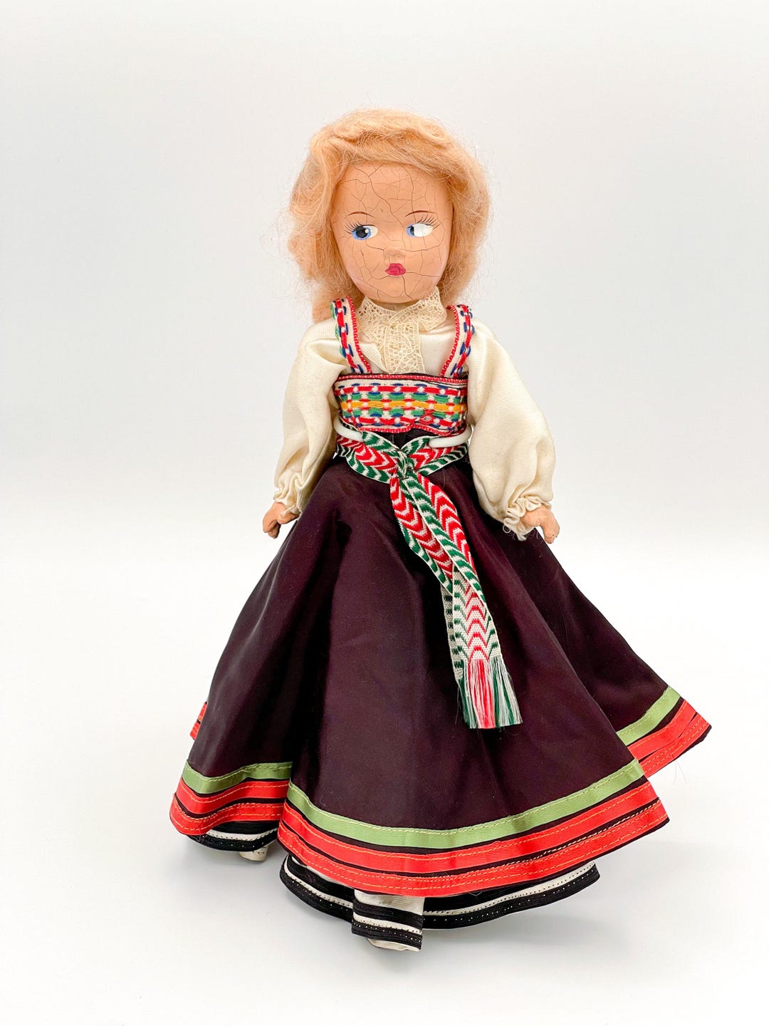 Vintage Norwegian Folk Doll "kari" - Traditional Costume, 12" - Etsy